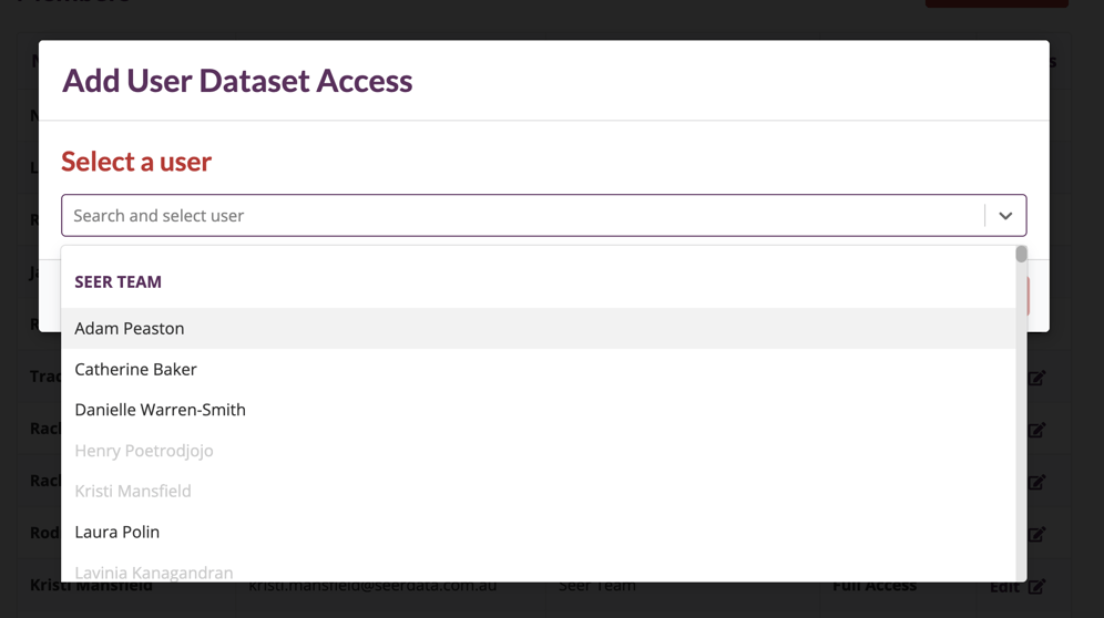 How do I share my dataset with an individual?
